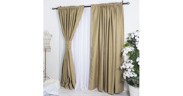 Set 2 draperii tip Bob de Orez , 250x230cm, cu tiv lat, Bej ...