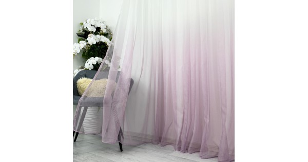 Perdea in Degrade din Fibra de Bambus, Alb cu Lila, 170cm x 236cm ...