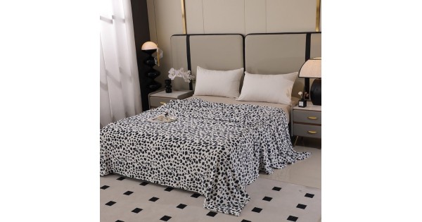 Patura pufoasa cocolino 200x230cm, 240g/mp, Alb, Gri, leopard print ...