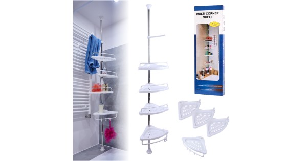 Raft de baie telescopic, pe colt cu 4 polite - Cumparamisim.ro